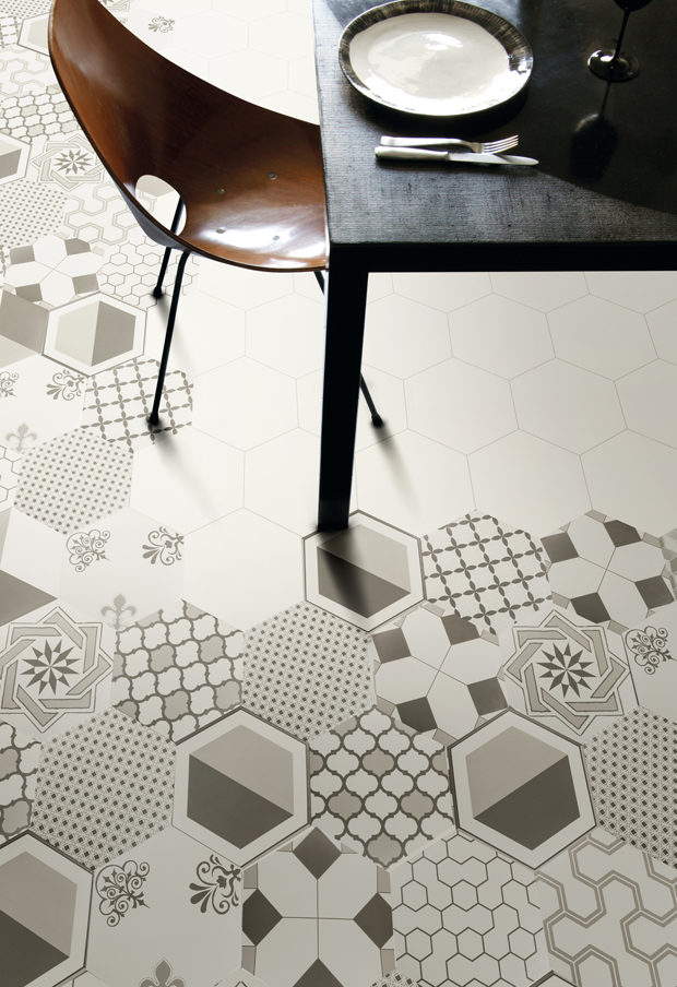 Hexagon Bathroom Floor Tile | Centsational Style