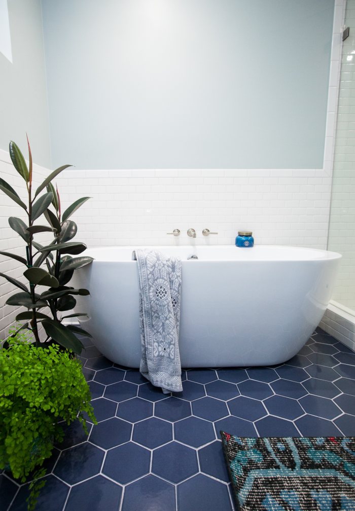Hexagon Bathroom Floor Tile | Centsational Style
