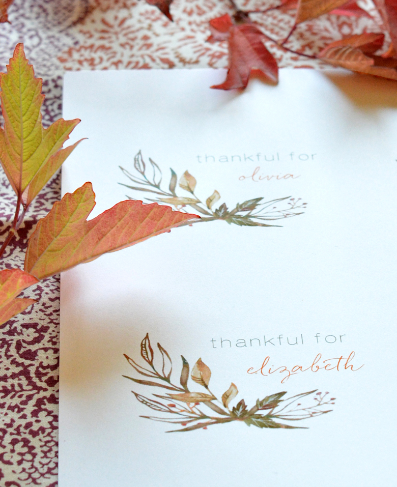 Printable Leaf Thanksgiving Place Cards | Centsational Style