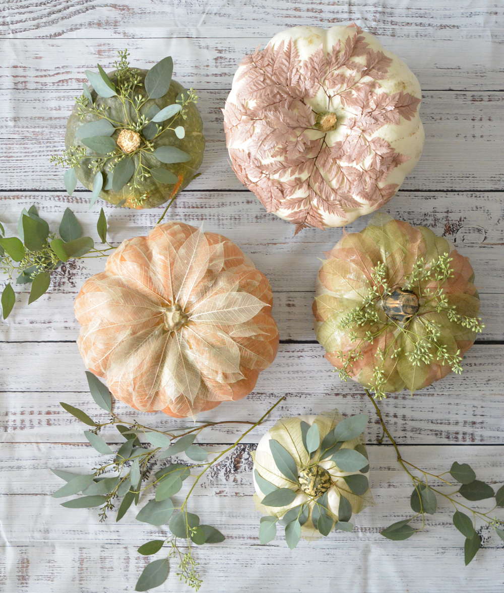 Leaf Embellished Pumpkins | Centsational Style